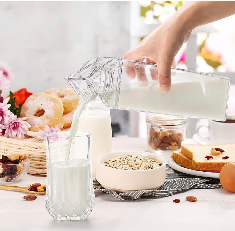Personalized 34 Oz Milk Carton, Clear Plastic Milk Box, Leakproof ...