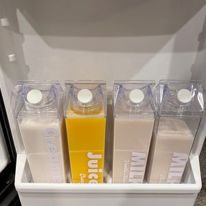 Personalized 34 Oz Milk Carton, Clear Plastic Milk Box, Leakproof ...