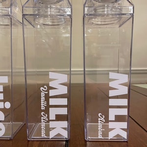 Personalized 34 Oz Milk Carton, Clear Plastic Milk Box, Leakproof ...