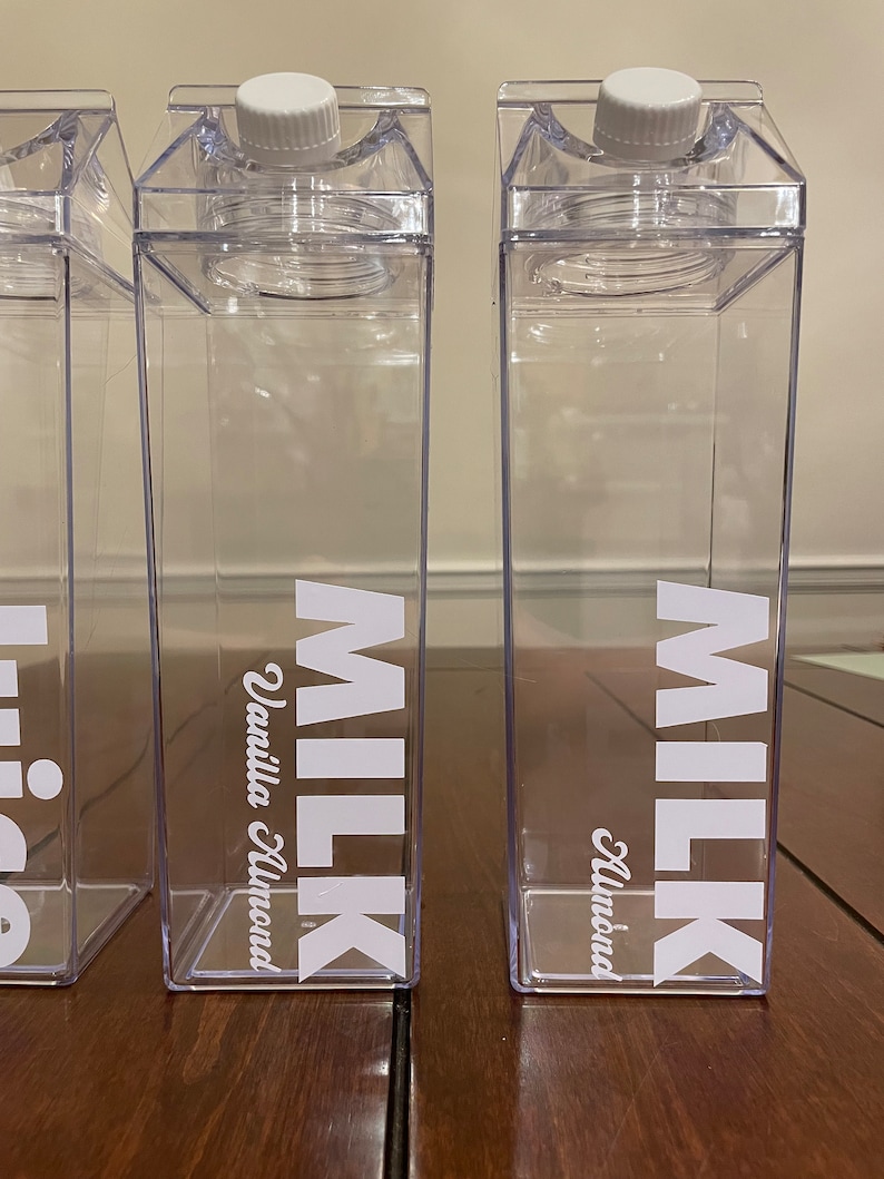 Personalized 34 Oz Milk Carton, Clear Plastic Milk Box, Leakproof ...