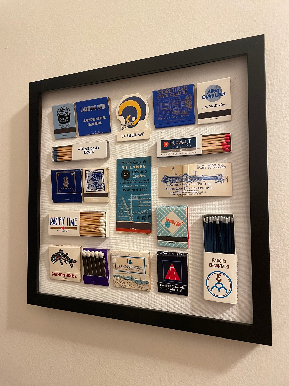 Blue and White LA Rams Vintage Matchbook Art Shadow Box - Etsy