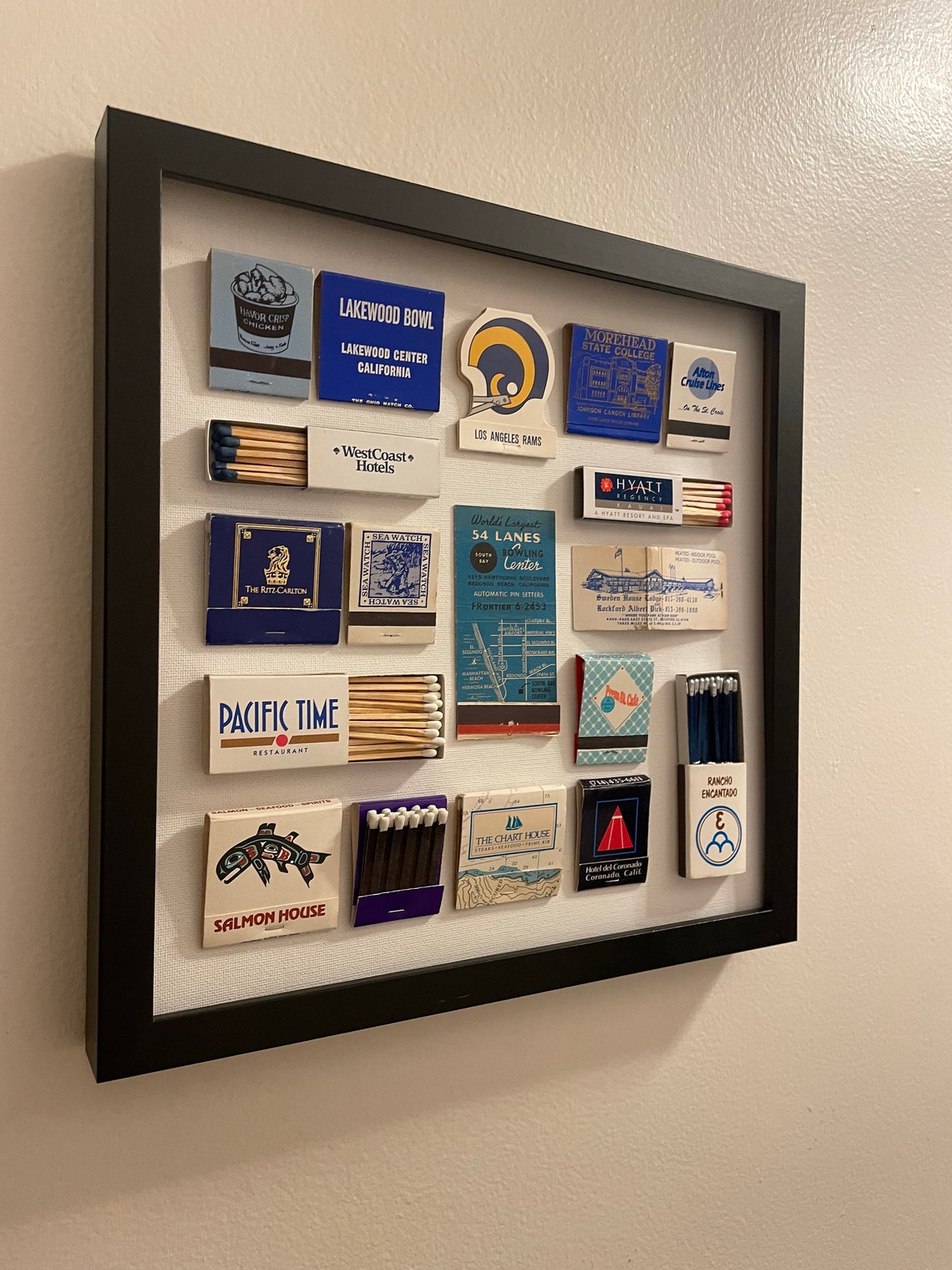 Blue and White LA Rams Vintage Matchbook Art Shadow Box - Etsy