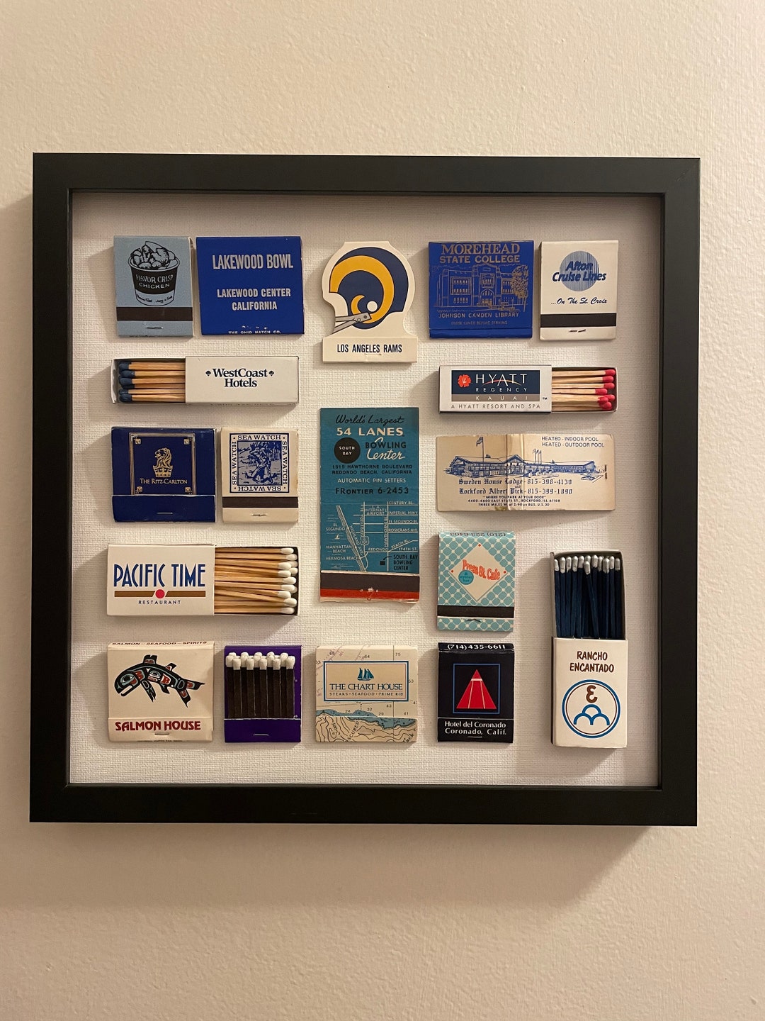 Blue and White LA Rams Vintage Matchbook Art Shadow Box - Etsy