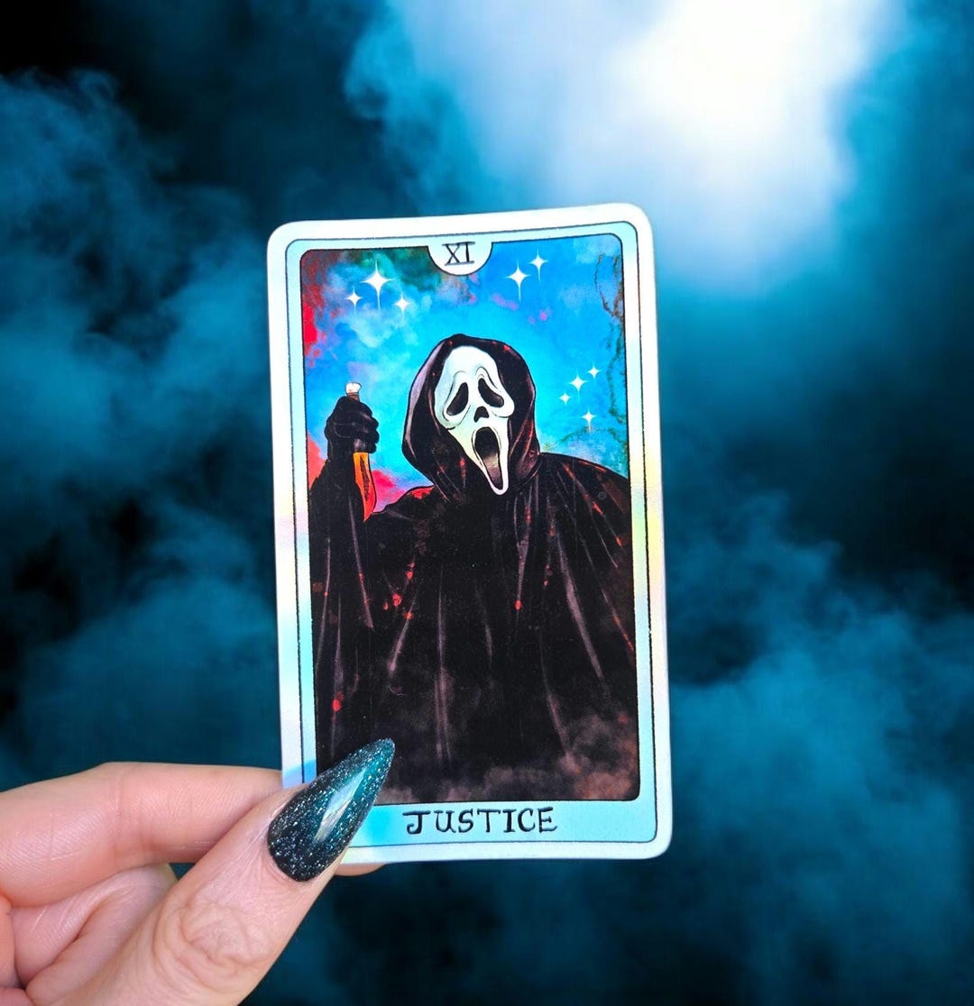 Scream Ghostface Justice Tarot Card Holographic Vinyl Sticker - Etsy