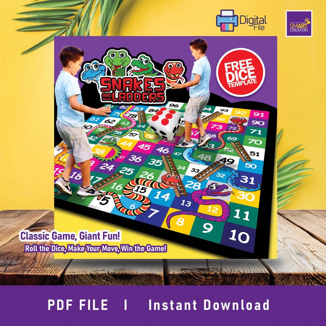 Printable Giant Snakes & Ladders Playmat 1-100 - Etsy
