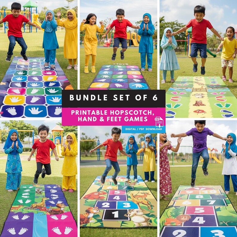 Family With Children I Printable Sensory Path Hopscotch: Kids' Hand ...