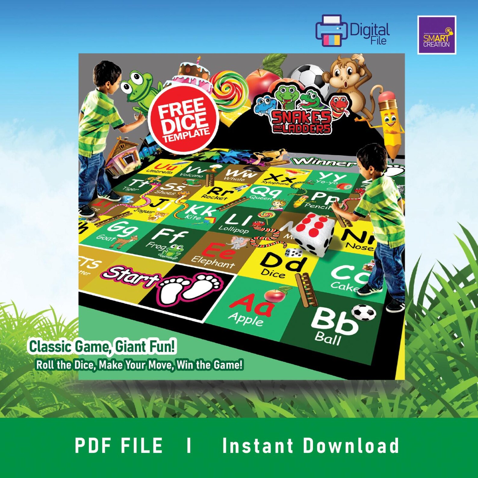 Snakes and Ladders Print Download - Etsy