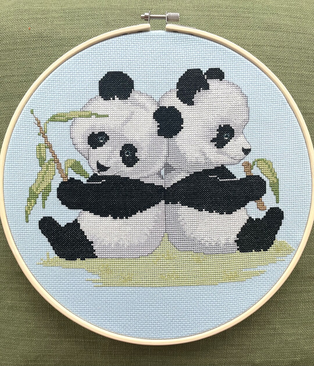 10” Pandas - Finished Cross Stitch - Etsy