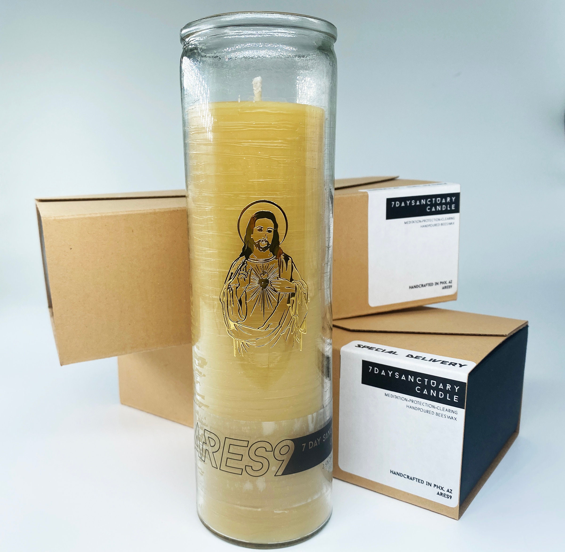 7 Day Sanctuary Candle Jesus Sacred Heart Miraculous Medal Candle ...