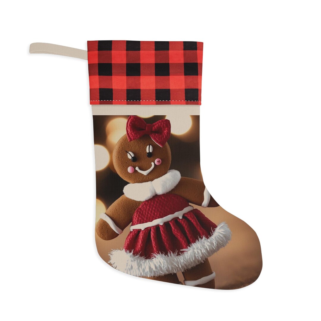 Gingerbread Girl Christmas Stocking With Buffalo Plaid Cuff - Etsy