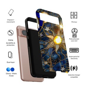 Celestial Stained Glass Moon and Stars Phone Case | Faux Stain Glass ...