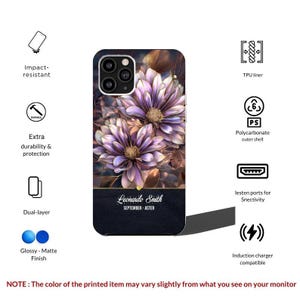 Aster September Birth Flower Stained Glass Personalized Tough iPhone ...