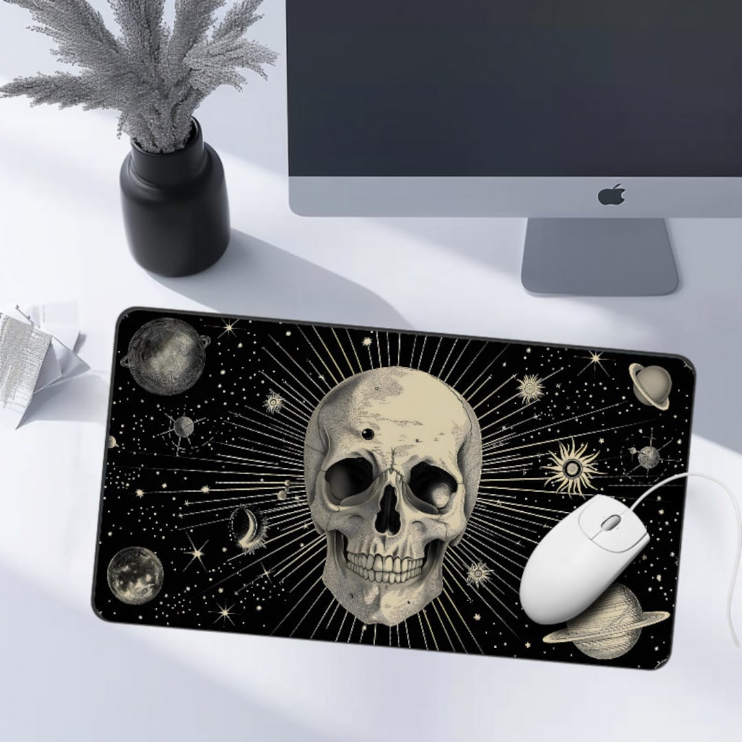 Dark Academia Desk Mat With Witchy Skull Design - Large Mouse Pad for ...