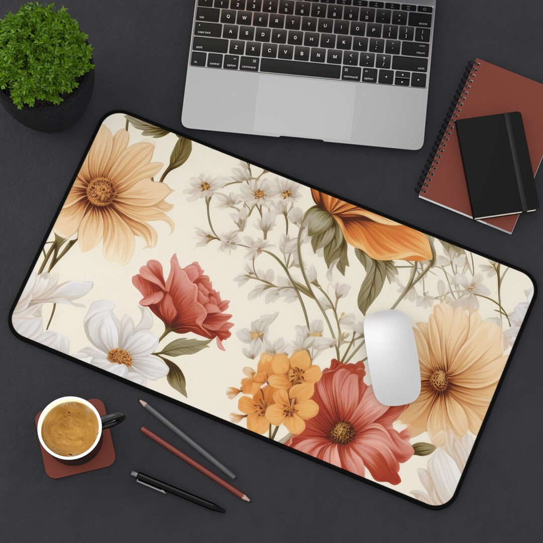 Cottagecore Wildflower Desk Mat Aesthetic Sage Green Floral Plant ...