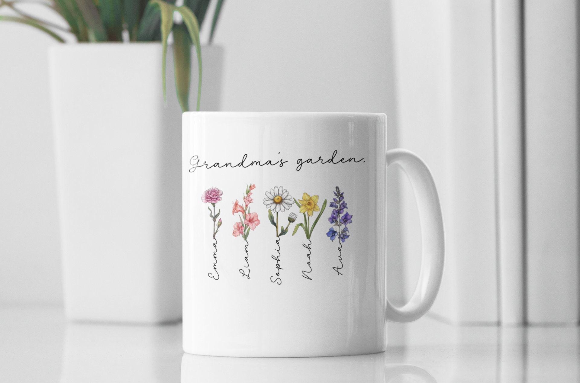 Personalized Birth Flower Mug Mom T Custom Grandmas Garden Coffee