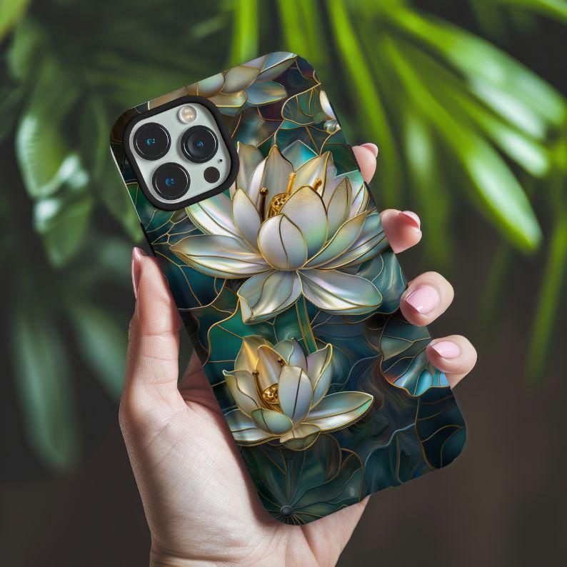 Lotus Stained Glass Aesthetic Phone Case Gift| Faux Stain Glass Design ...