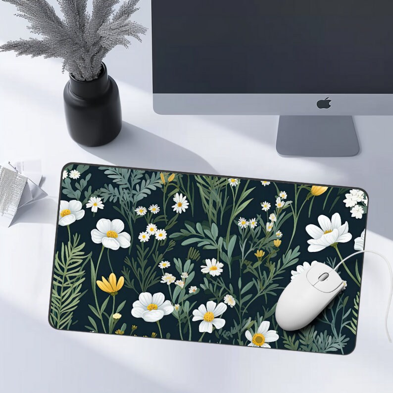 Cottagecore Wildflowers Desk Mat Sage Green Floral Desk Mat Aesthetic ...