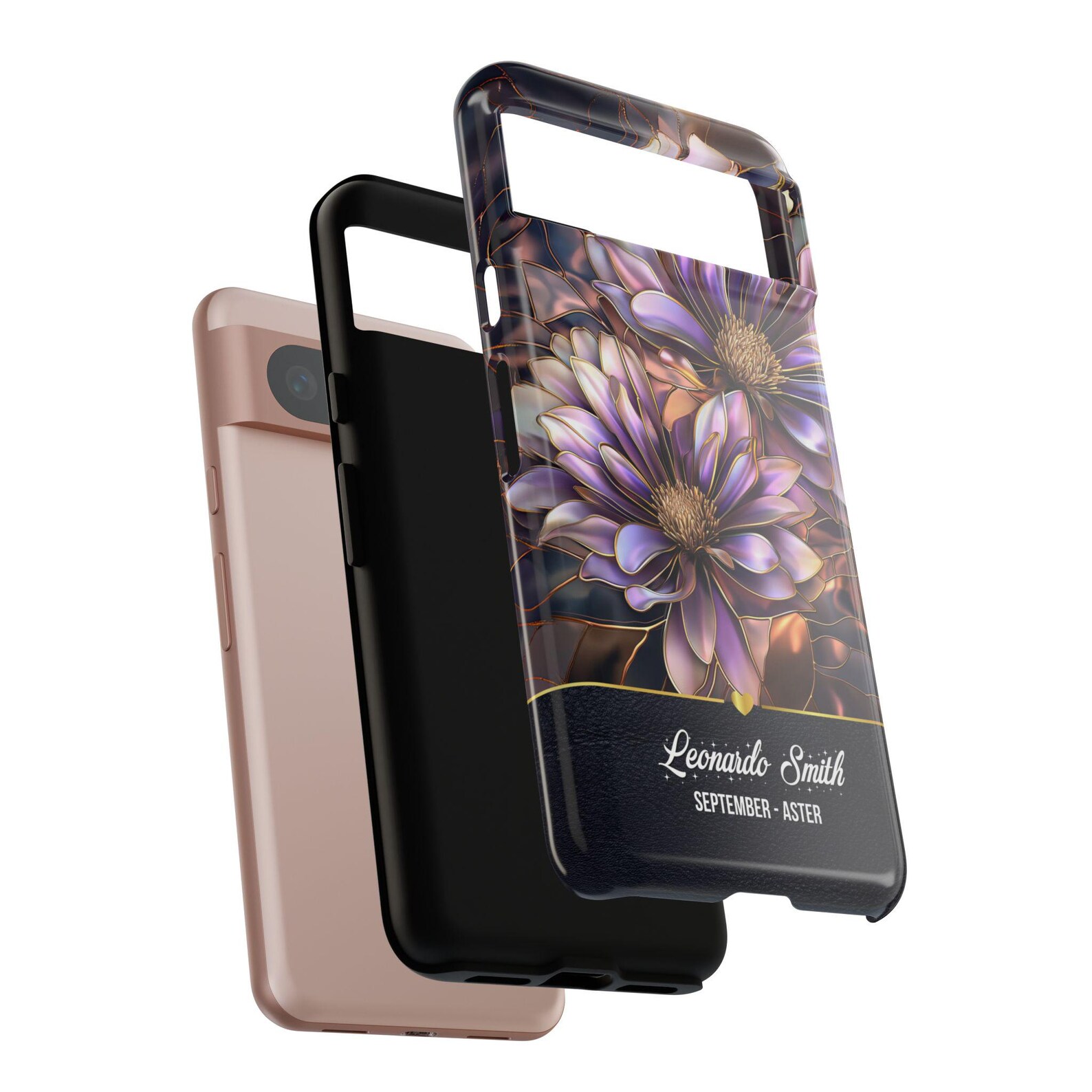 Aster September Birth Flower Stained Glass Personalized Tough iPhone ...