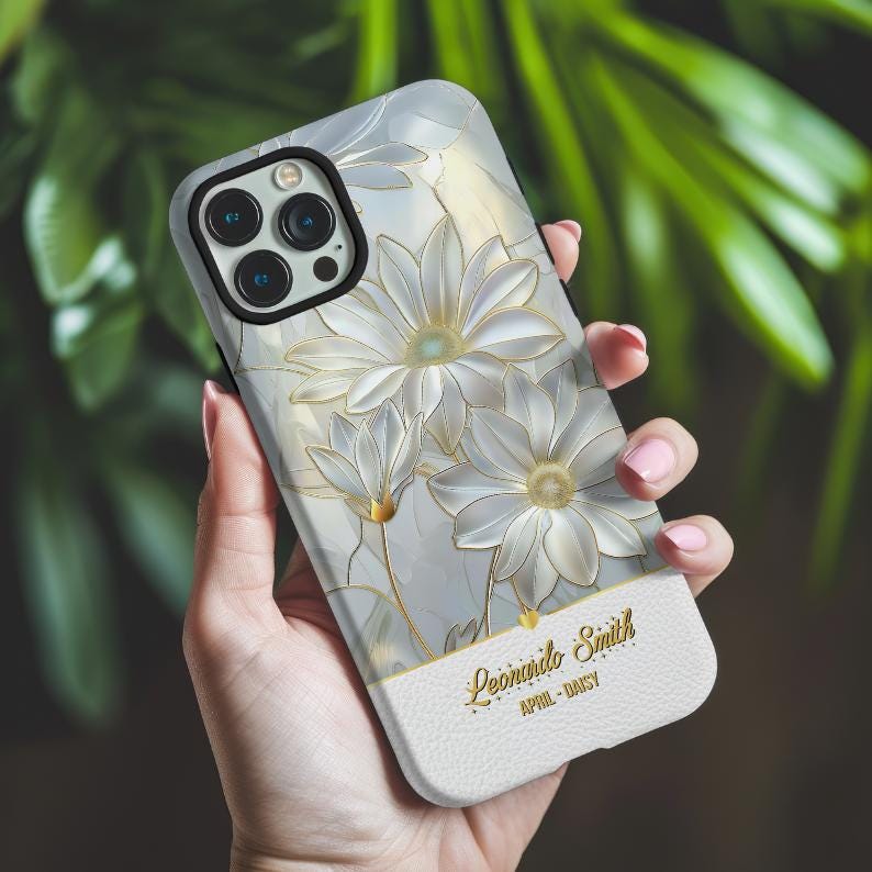 Personalized Birth Flower Stained Glass Phone Case, Custom Tough Phone Case With Magsafe. iPhone ...