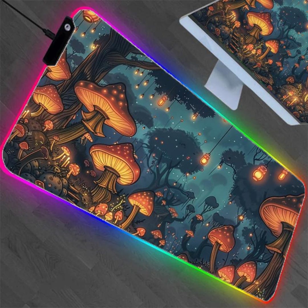 Cottagecore Desk Mat, LED Gaming Mouse Pad Office Desk Decor, Desk Mat ...