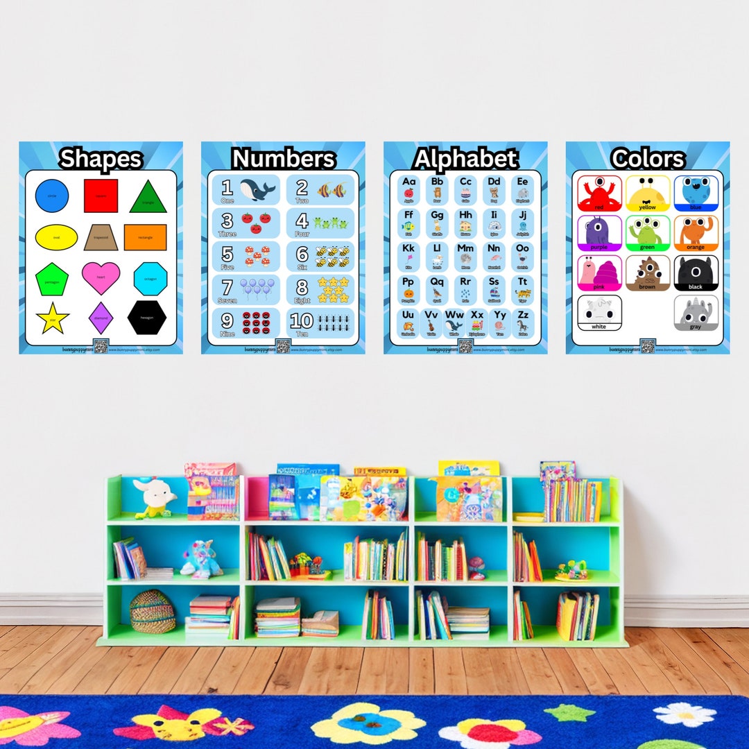Educational Toddler Learning Charts Digital Download: Shapes, Numbers ...