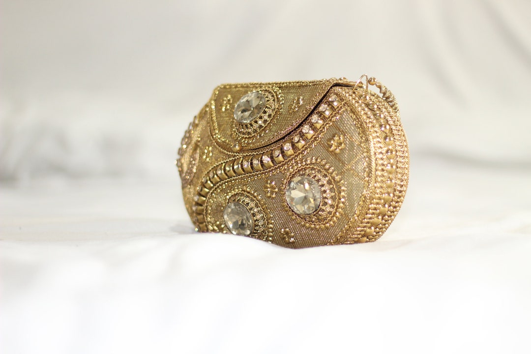 Ethnic Bridal Clutch Wedding Gift for Women Peacock Motif Metal Emboss ...