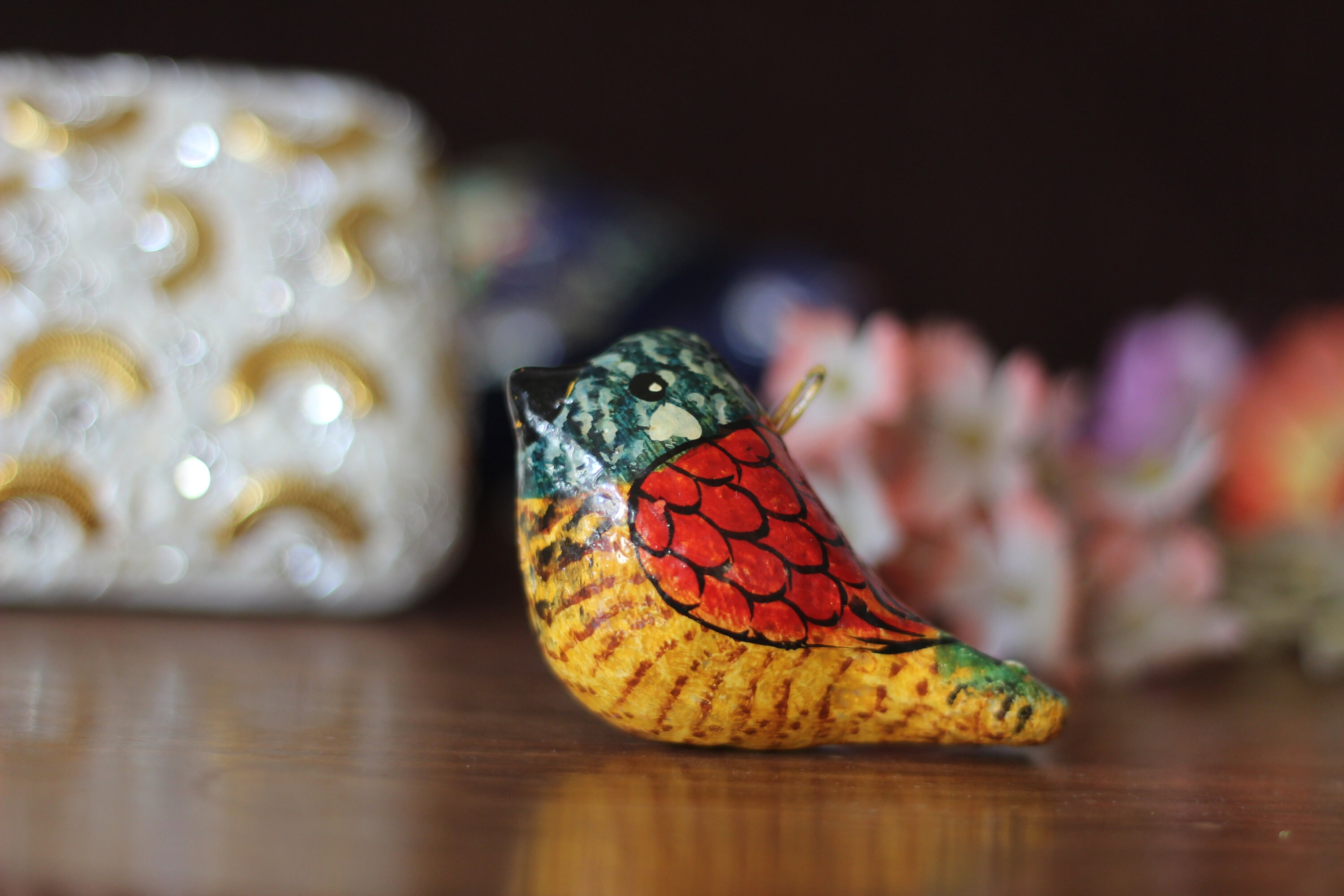 Small Decorative Sparrow Hanging Bird Ornament Folk Art Paper Mache ...