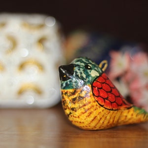 Small Decorative Sparrow Hanging Bird Ornament Folk Art Paper Mache ...