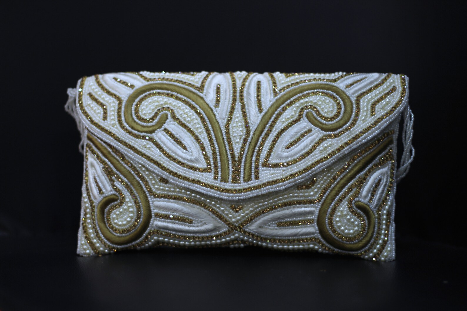 Desi Indian Antique Bead Purse Party Fancy Handmade Clutch Gold Evening ...