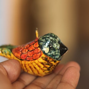 Small Decorative Sparrow Hanging Bird Ornament Folk Art Paper Mache ...