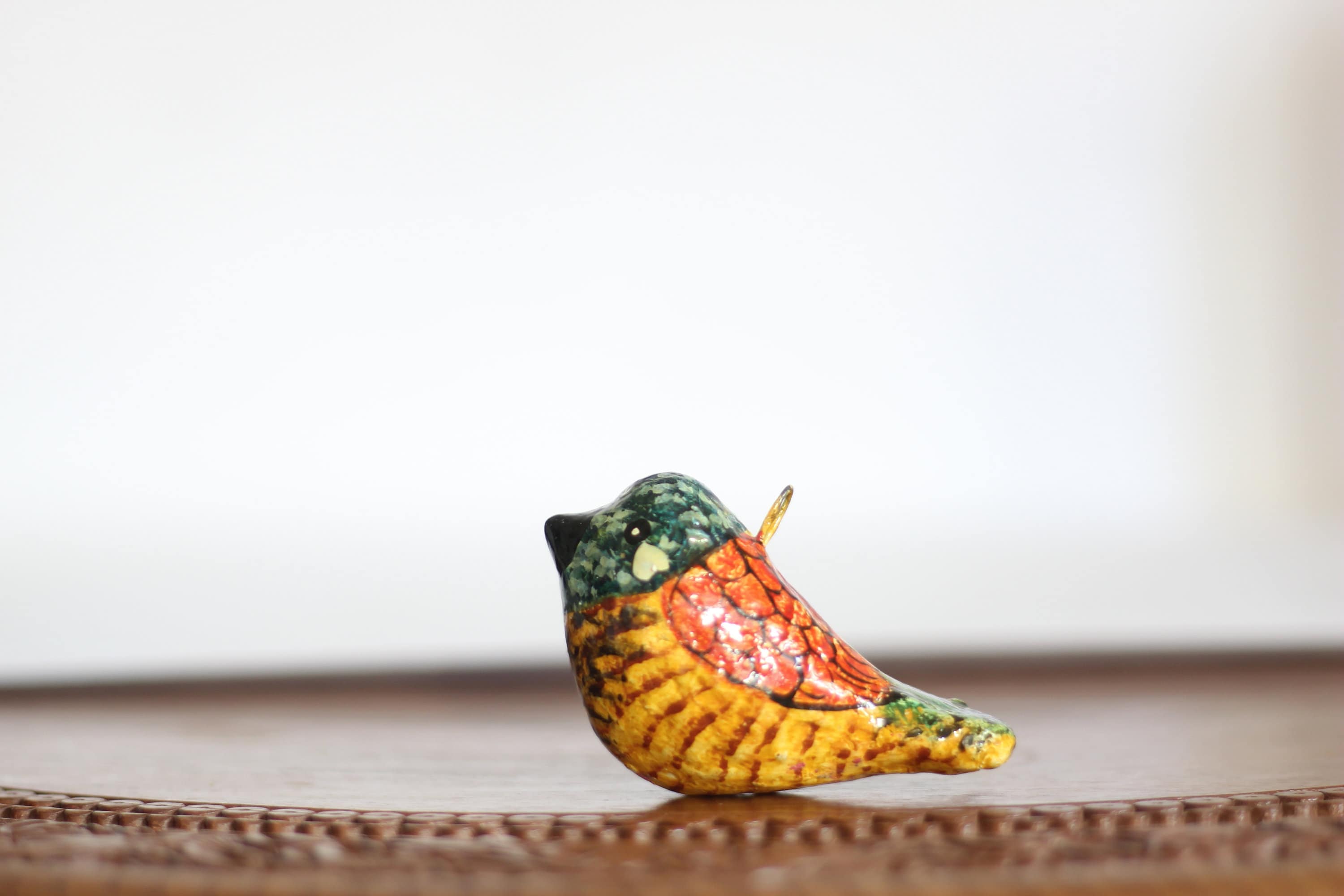 Small Decorative Sparrow Hanging Bird Ornament Folk Art Paper Mache ...