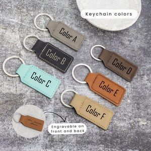 Personalized Leather Keychain for Men, Leather Car Keychain With Name ...