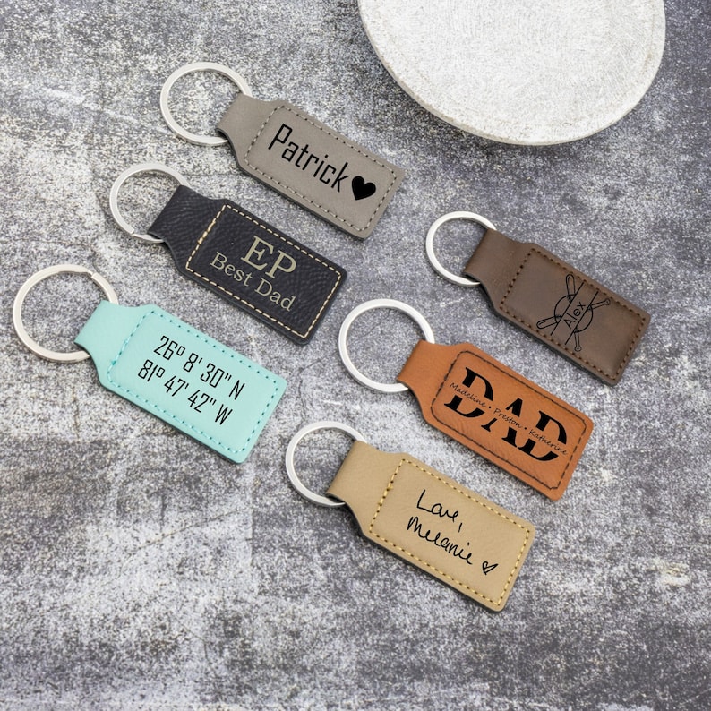 Personalized Leather Keychain for Men, Leather Car Keychain With Name ...