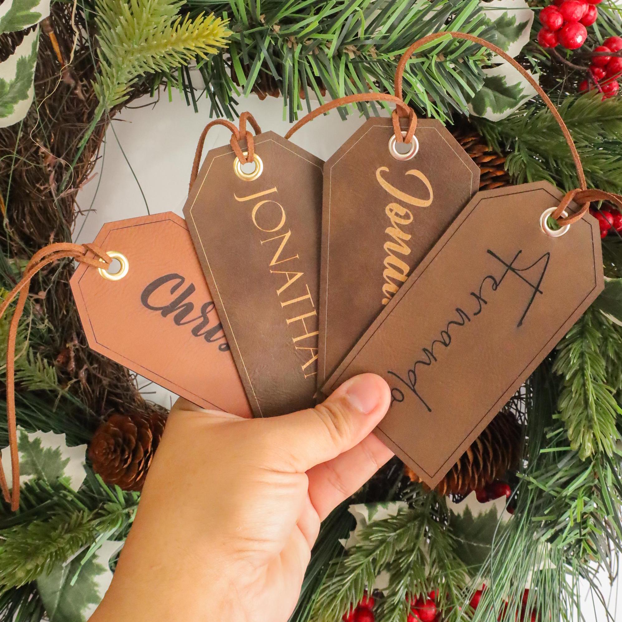 Personalized Leather Stocking Tags, Christmas Name Tag, Custom Leather ...