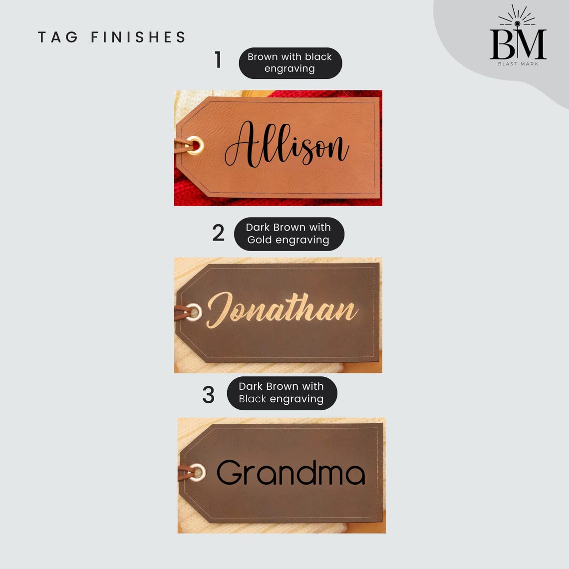 Personalized Leather Stocking Tags, Christmas Name Tag, Custom Leather ...