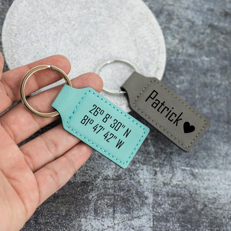 Personalized Leather Keychain for Men, Leather Car Keychain With Name ...