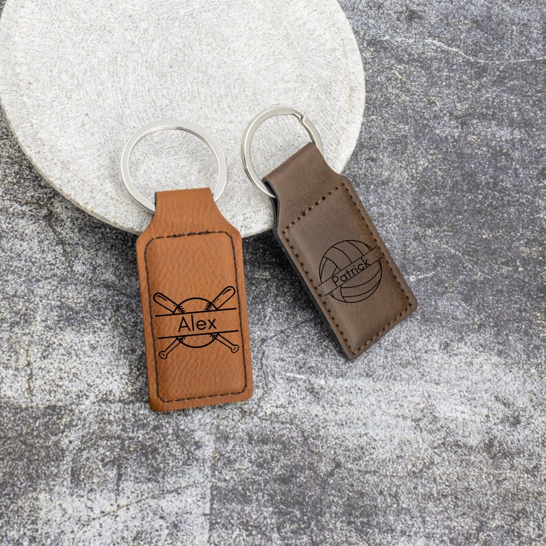 Personalized Leather Keychain for Men, Leather Car Keychain With Name ...