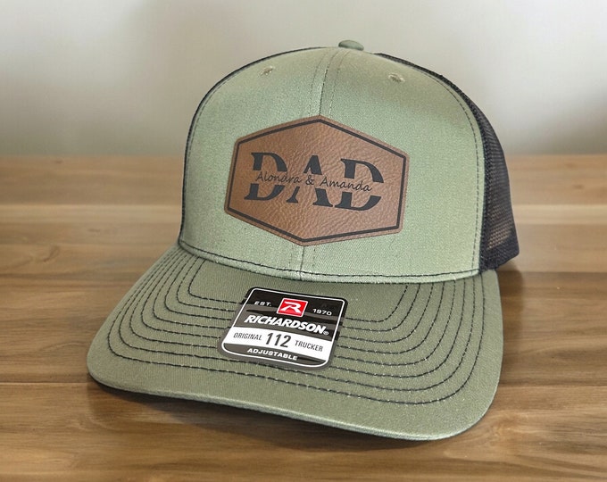 Personalized Leatherette Patch Hat for Dad With Custom Names, Father’s ...