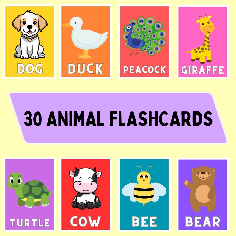 Animal Flashcards - Montessori Cards - Printable - Toddler Flashcards ...