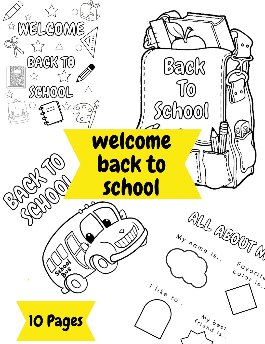 First Day of School Back to School Coloring Personalized Back to School ...