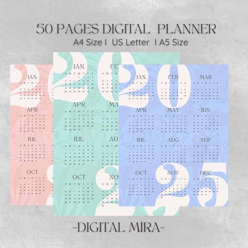 Digital 2025 Planner, Printable A4 Planner, Minimalist Planner, Digital ...