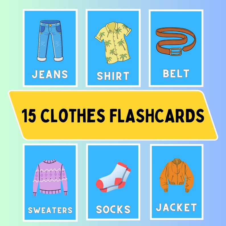 Clothes Flashcards - Montessori Cards - Printable - Toddler Flashcards ...