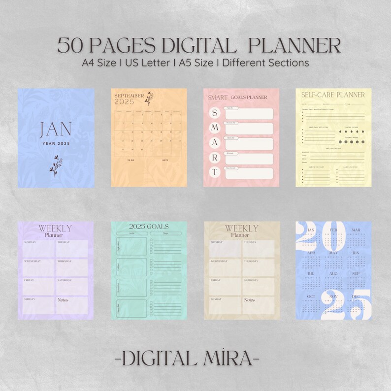 Digital 2025 Planner, Printable A4 Planner, Minimalist Planner, Digital ...