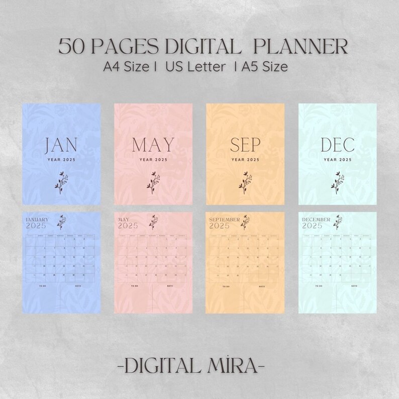 Digital 2025 Planner, Printable A4 Planner, Minimalist Planner, Digital ...