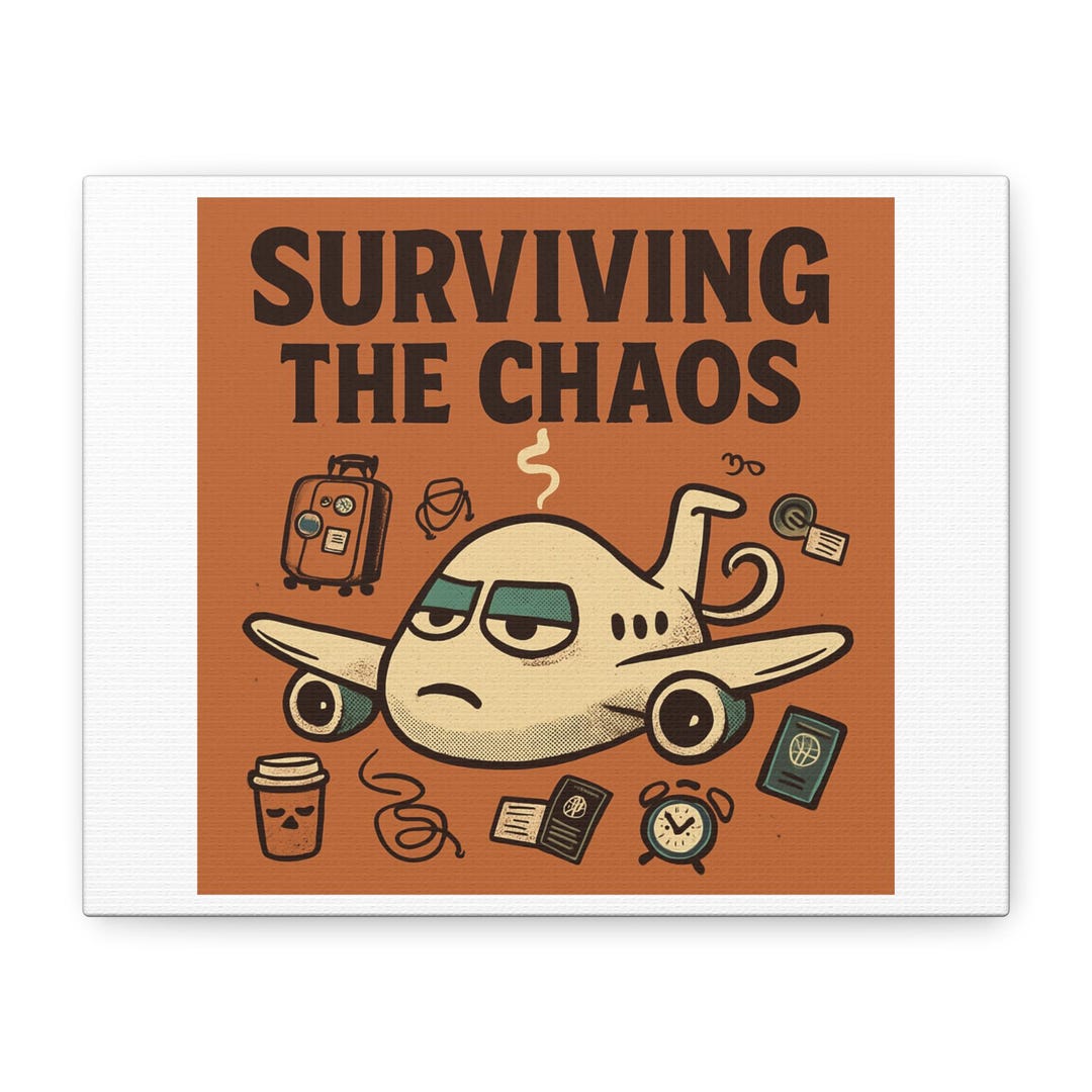 Surviving the Chaos Airplane Illustration Canvas - Etsy