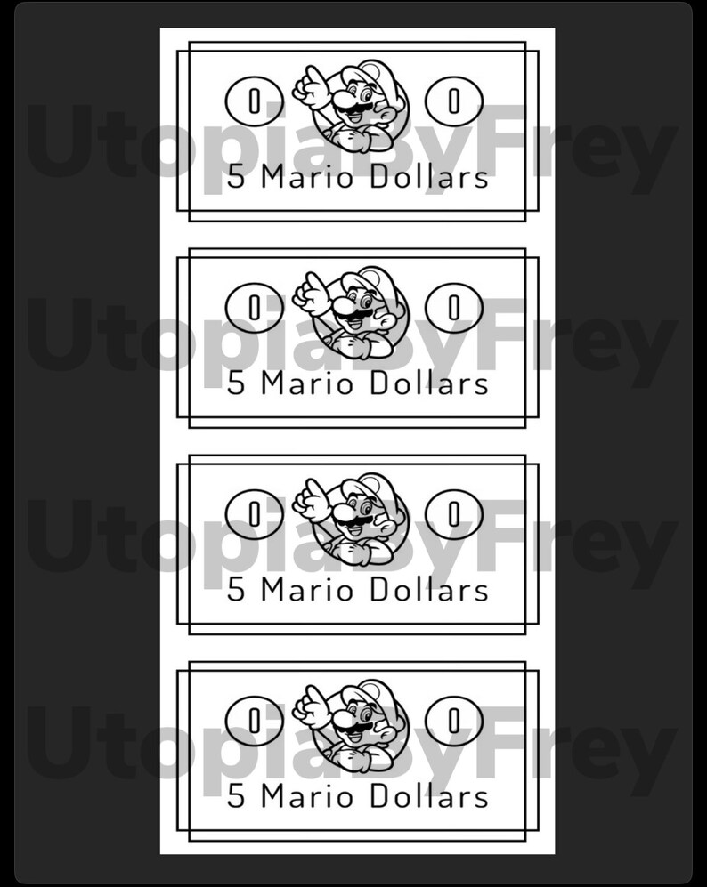 Mario Nintendo File Printable for Games Parties Toys Play Currency - Etsy