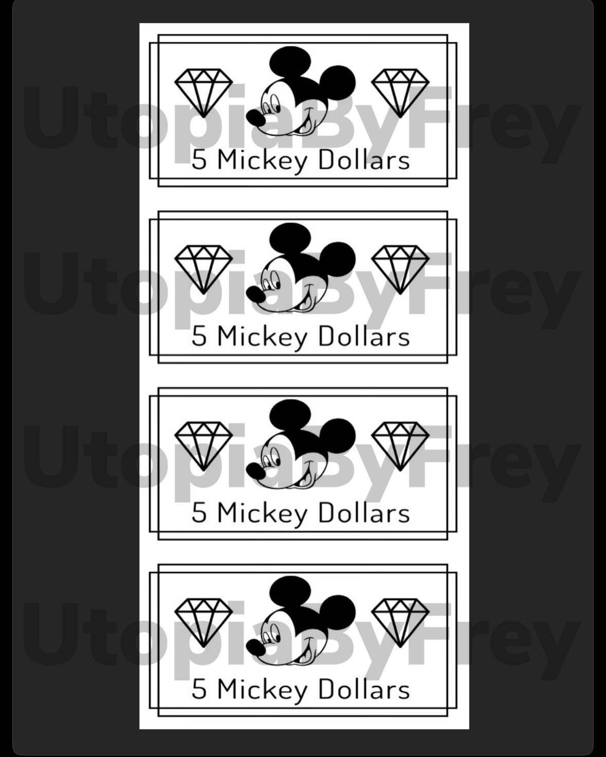 Disney Mickey Mouse File Printable for Games Parties Toys Play Currency ...