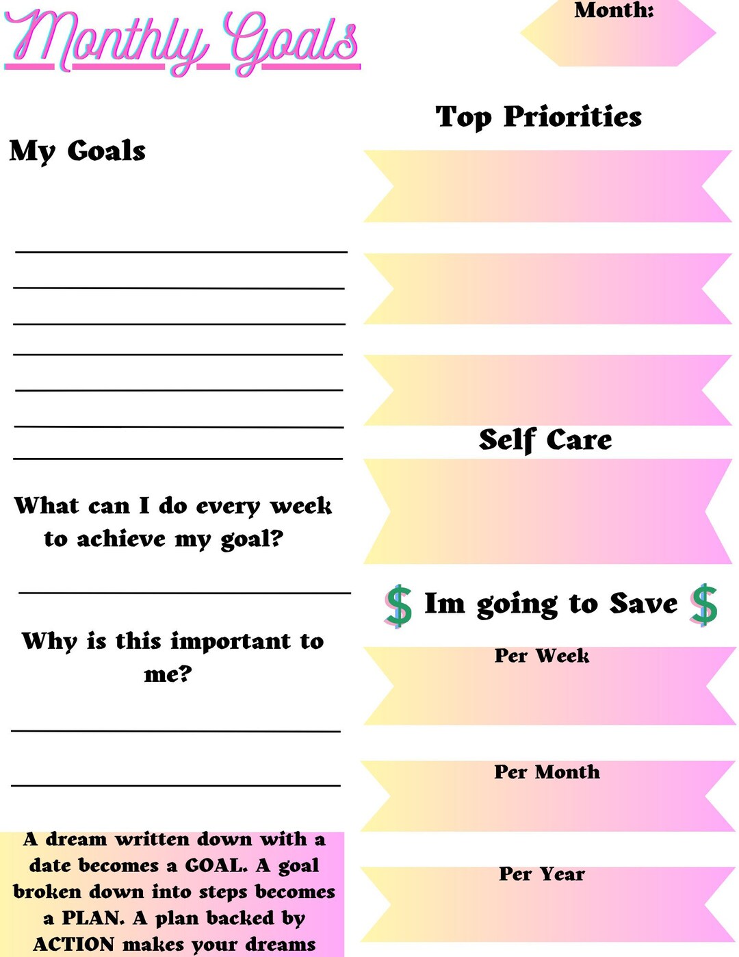 Digital Goal Planner, Printable, Everything Goals, Goal Getter ...