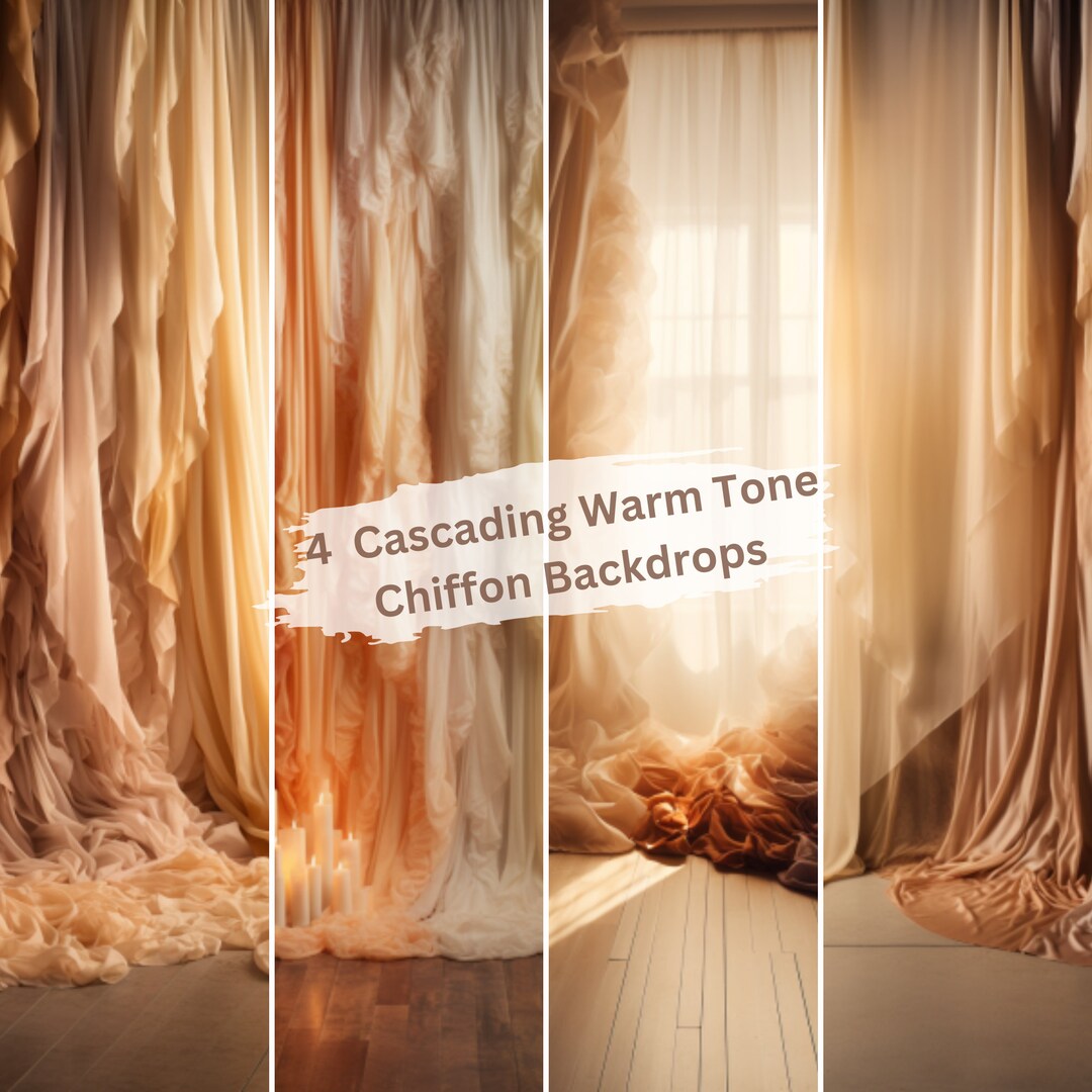 4 Warm Tone Draped Chiffon Digital Backdrops Maternity - Etsy