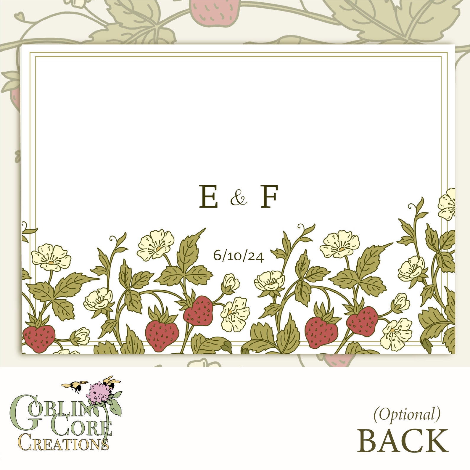 Wedding Invitation Canva Template Vintage Fairy Tale Strawberry ...
